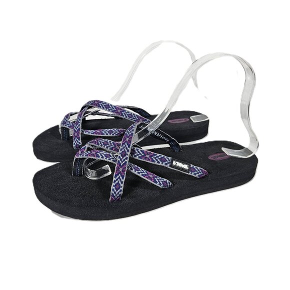 Teva | Shoes | Teva Olowahu Sandals Blue Gray Purple Slipon Womens Size ...